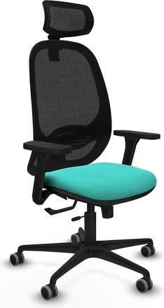 Piqueras y Crespo B&uuml;rostuhl mit 3D-Armen, h&ouml;henverstellbare Lendenwirbelst&uuml;tze und h&ouml;henverstellbares Kopfteil, Schwarz / T&uuml;rkis