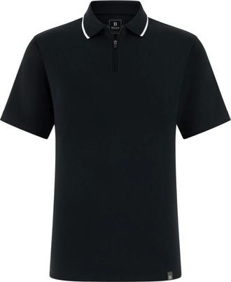 Boggi Milano Homme, Tops, Noir, Taille: M Pima Interlock Half Zip Polo