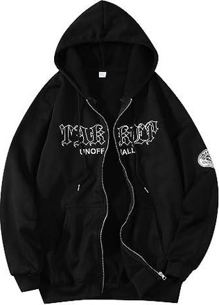 Generic 2026 Vestes pour femmes veste &agrave; capuche fermeture &eacute;clair sweat &agrave; capuche Hip Hop imprim&eacute; gothique &agrave; capuche mode rue unisexe cordon de serrage sweat a