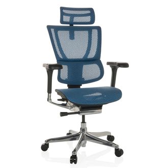 hjh OFFICE Bürostuhl ergonomisch ERGOHUMAN Slim GEN2 Originales Design, 24h Einsatz, Drehstuhl mit Flexibler Lordosenstütze, Netz Blau
