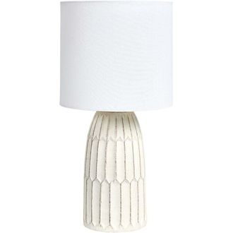 Beliani Beliani - Lampe de Table en C&eacute;ramique avec Abat-Jour en Lin Accessoire de Salon Bureau Chambre Blanc Cass&eacute; Belihul