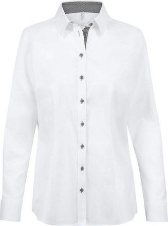 Greiff Langarmbluse Greiff Modern WITH 37.5 Damen Bluse Langarm Kent Regular Wei&szlig;/Grau
