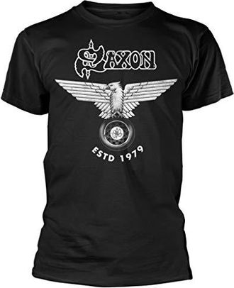 Saxon Estd 1979 (White Logo) (Black) T-Shirt (Medium)