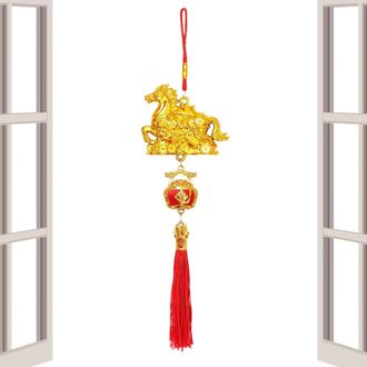 Generico Chinesische Neujahrsdekoration - Dreidimensionales goldenes f&uuml;r viel Gl&uuml;ck | Chinesisches Neujahrsmond mit Quasten f&uuml;r Wohlstand, Wand Fenster T&uuml;r Hau
