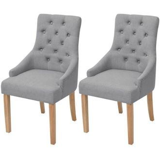vidaXL Esszimmerst&uuml;hle 2 Stk. Hellgrau Stoff - Vidaxl
