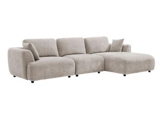 Vente-Unique Ecksofa, rechts, aus Stoff, Beige Tindralo