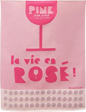 Tissage Moutet Moutet Torchon K&uuml;chenhandtuch Geschirrtuch Handtuch, hochwertige Baumwolle in Frankreich gewebt, limitiertes Motiv La Vie en ros&eacute;