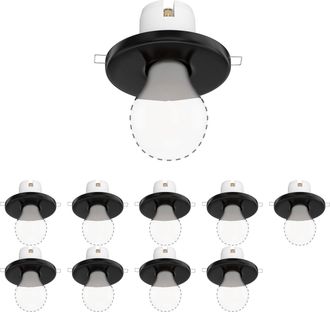 LEDs Com 10 St&uuml;ck Deckeneinbauleuchte TELA, Porzellan, schwarz gl&auml;nzend, rund, 99mm &Oslash;, 1x E27 max. 60W