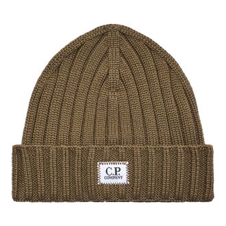 C.P. Company Extrafine Merino Wool Logo Beanie - - Accessories - Herren - Braun - ONE SIZE