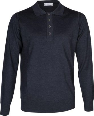 Paolo Pecora Homme, Tops, Gris, Taille: L Polo &agrave; quatre boutons