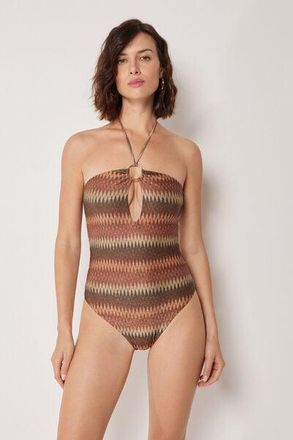 Calzedonia Badeanzug Golden Chevron Braun