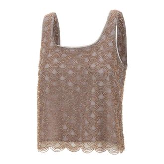 Rotate Scallop Pailletten-Top - - Tops - Damen - Braun - S
