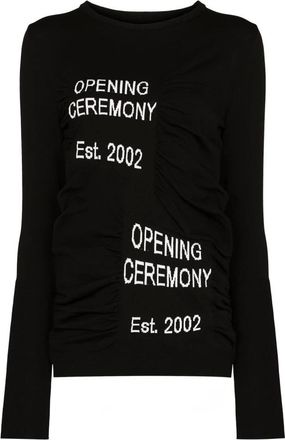 Opening Ceremony Femme, Tops, Noir, Taille: 42 FR Box Logo Wrinkles Tech Top