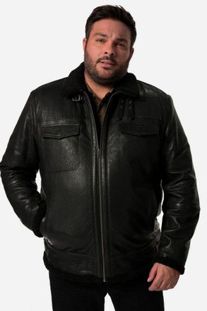 Men Plus Lederjacke Lederjacke Leder Teddyfutter