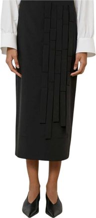 Meimeij Femme, Jupes, Noir, Taille: 38 FR Jupe longue avec motif de boucle avant et fente arri&egrave;re