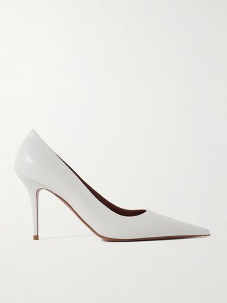 Amina Muaddi Barbara Pumps Aus Leder - Wei&szlig;