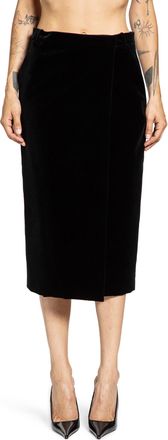 Saint Laurent Midi Wrap Skirt in Cotton Velvet