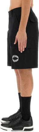 Moschino Logo-Print Cotton Bermuda Shorts - Black