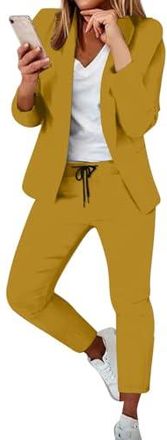 Generic Costume en 2 pi&egrave;ces pour femmes | Ensemble de blazer &agrave; devant ouvert et de pantalon crayon | Ensemble de costume daffaires &eacute;l&eacute;gant &agrave; double boutonnage