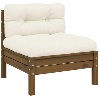 vidaXL vidaXL Garten-Mittelsofa mit Kissen in Honigbraun Massivholz Kiefer