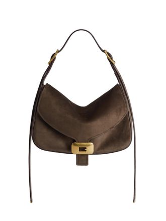 Balenciaga Womens Shoulder Bag Clicca Brown Calf Leather