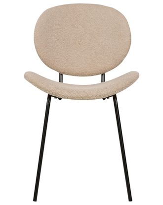 Beliani Esszimmerst&uuml;hle Boucl&eacute; beige/schwarz 2er Set Retro ohne Armlehnen Luana