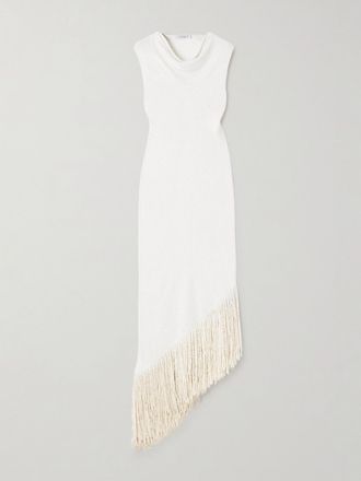 Gabriela Hearst Awar Maxikleid Aus Seiden-boucl&eacute; Mit Fransen - Elfenbein