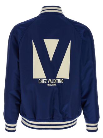 Valentino Garavani Mens Blue Polyamide Bomber Clothing