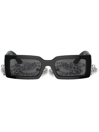 Dolce & Gabbana Eyewear lunettes de soleil &agrave; plaque logo - Noir