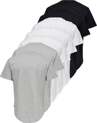 Only & Sons Rundhalsshirt ONSMATT LONGY SS TEE 7-PACK (Packung, 7-tlg) Baumwolle, relaxed fit, lang geschnitten