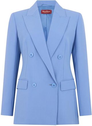 Max Mara Blazer ajust&eacute; en cr&ecirc;pe de laine - Femme - Vestes - Bleu - Taille: 34 FR