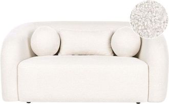 Beliani Sofa 2-Sitzer EGEDAAL Boucl&eacute; Wei&szlig;