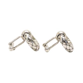 Bottega Veneta Silver Intrecciato Cufflinks