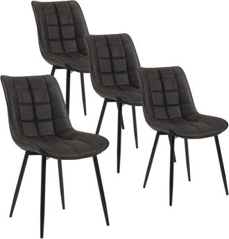 Woltu Woltu - Lot de 4 Chaises de Salle &agrave; Manger Chaise de Cuisine, Assise rembourr&eacute;e en Similicuir &eacute;pais, Pieds en m&eacute;tal, Anthracite