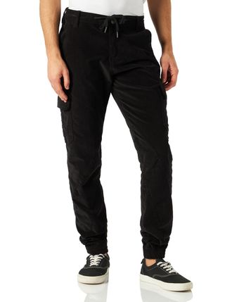 Urban Classics Herren Corduroy Cargo Jogging Pants Hose, Black, M