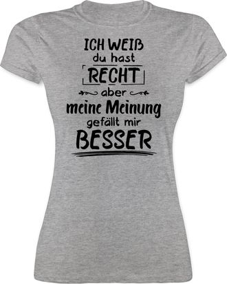 Shirtracer Shirt Damen - Spr&uuml;che Statement mit Spruch - Meine Meinung gef&auml;llt Mir Besser - XXL - Grau meliert - spruchshirts Spruchshirt sprueche Alki Tshirt fre
