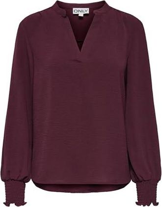 Only Onlmette T-Shirt &agrave; col en V Ls Smock Top Noos WVN, Chocolat, XS