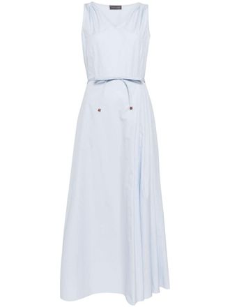 Lorena Antoniazzi robe mi-longue en coton &agrave; taille nou&eacute;e - Bleu