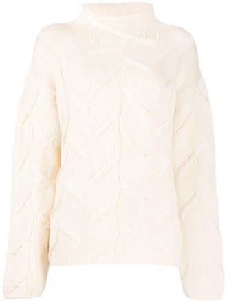 Chanel pull en maille torsadée à col montant (1999) - Tons neutres