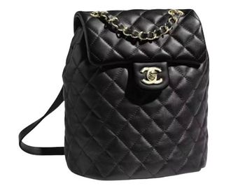Chanel Medium Black Quilted Leather Backpack Size M