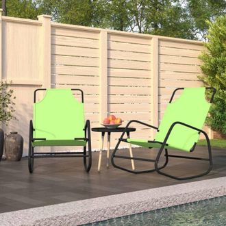 vidaXL Vidaxl - Chaises longues &agrave; bascule lot de 2 vert acier et textil&egrave;ne