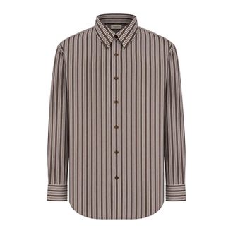 Saint Laurent Gestreiftes Popeline-Hemd - - Shirts - Herren - Braun - L