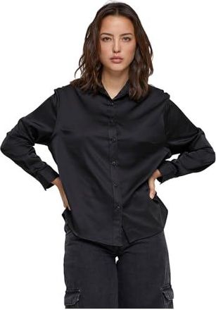 Urban Classics Chemise Satin Femme Chemise Manches Longues Noir L