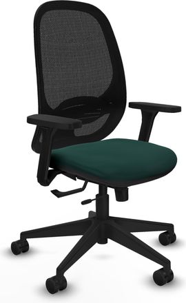 Piqueras y Crespo Stuhl mit Lendenwirbelst&uuml;tze mit 3D-Armlehnen, ausgestattet mit Syncro/Traslack und Schneideschaum, mit Rollen 65 mm, Nylon, Schwarz/Flaschengr&uuml;n