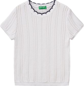 Benetton Damen Maglia G/C M/M 1594e10dr T-Shirt, Weiß, X-Large