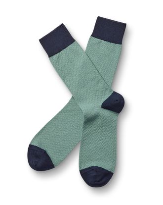 CHARLES TYRWHITT Socken mit Fischgr&auml;tmuster - Hellgr&uuml;n