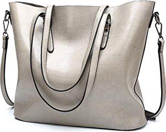 Generic Sac fourre-tout extra large en cuir pour femme avec fermeture &eacute;clair, sac &agrave; bandouli&egrave;re tendance avec poign&eacute;e sur le dessus, sac fourre-tout d&eacute;contrac