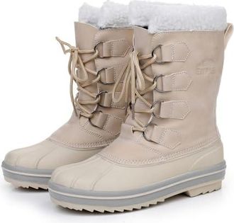 Pangolin Bottes dHiver Femme Imperméables Chaudes Fourrées Bottes Neige Antidérapantes Outdoor à Lacets pour Froid Pluie Neige Beige 39 EU