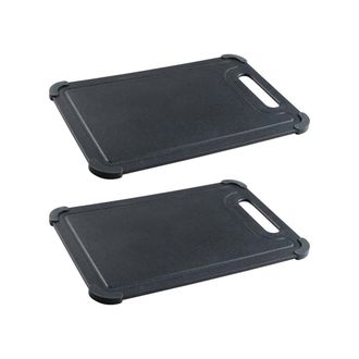 WENKO Schneidebrett PEET, 2er Set mit Anti-Rutsch-Ecken Schwarz