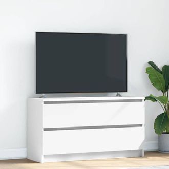vidaXL Vidaxl - Meuble TV blanc 100x35x54 cm en bois ding&eacute;nierie - Grand espace de rangement - Pour t&eacute;l&eacute;viseurs et appareils multim&eacute;dias